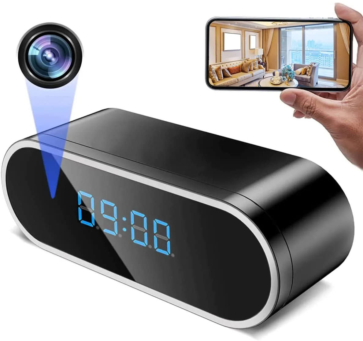 WiFi Hidden Camera with Clock, HD 1080P Indoor Security Camera with ...